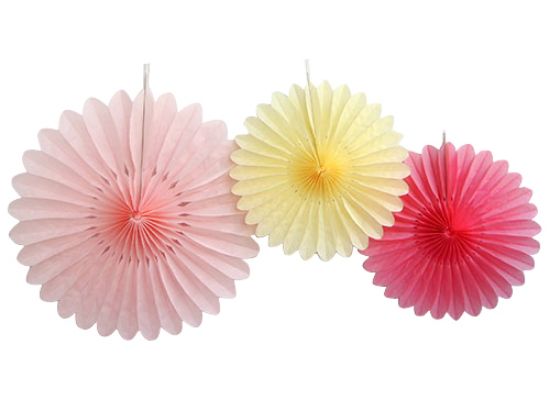 East Tern. Tissue Paper Fan set of 3pcs