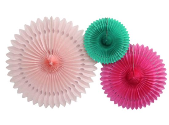 East Tern. Tissue Paper Fan set of 3pcs