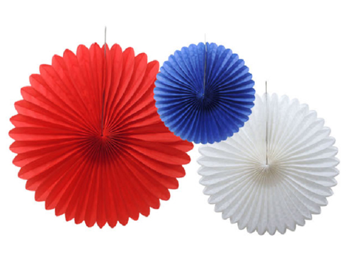 East Tern. Tissue Paper Fan set of 3pcs
