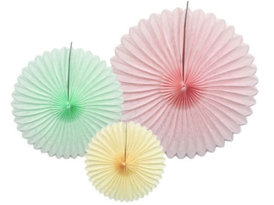 East Tern. Tissue Paper Fan set of 3pcs