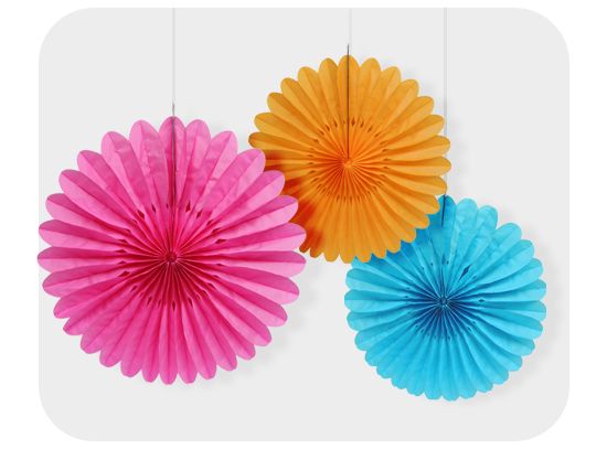 East Tern. Tissue Paper Fan set of 3pcs