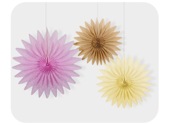 East Tern. Tissue Paper Fan set of 3pcs