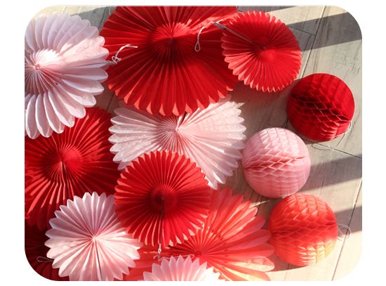 East Tern. Tissue Paper Fan set of 3pcs